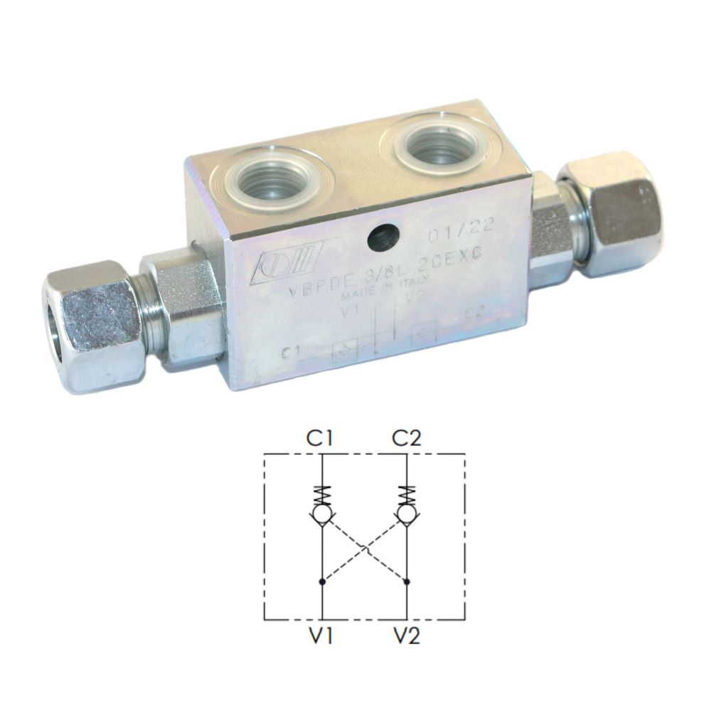 DOUBLE ACTING PILOT CHECK VALVE R 3/8" 12L L=111 VBPDE38-2CEXC ...